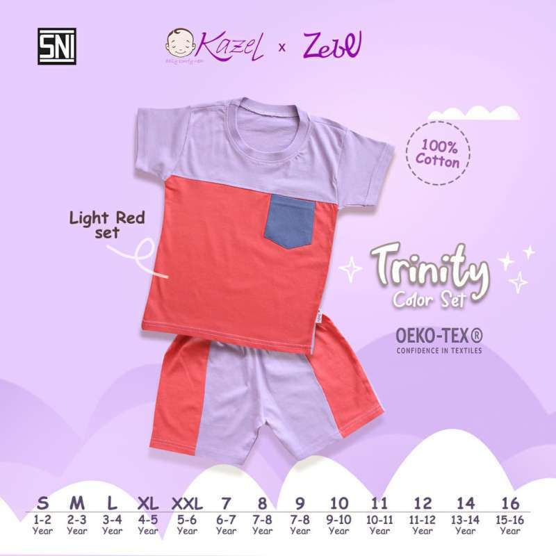 Promo Kazel x Zebe Trinity Set - Setelan Pendek Anak Color Set 7-11 Tahun (isi 1 stel) Diskon 17 ...