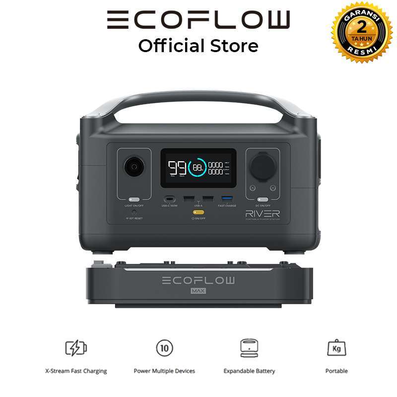 Jual EcoFlow RIVER + Extra Battery 576Wh 600W Bundle Power Station ...