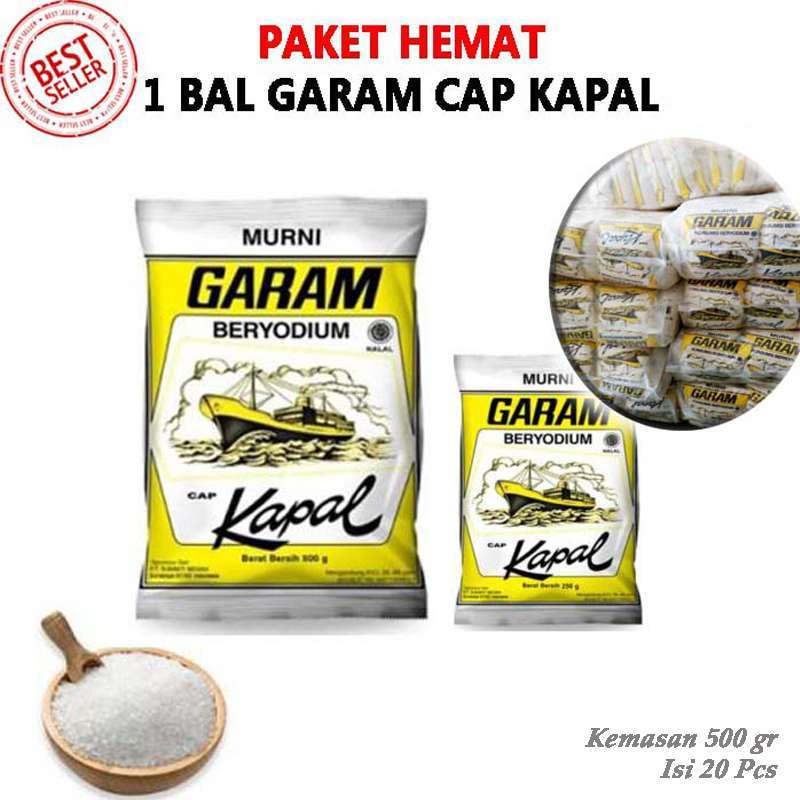 Promo [TERMURAH 1 BAL] Garam Masak Cap Kapal 500gr / Garam Konsumsi ...