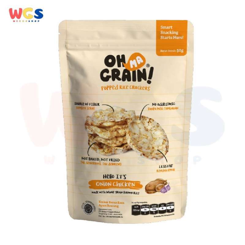 Jual Oh Ma Grain Organic Popped Rice Crackers Onion Chicken Gluten Free ...