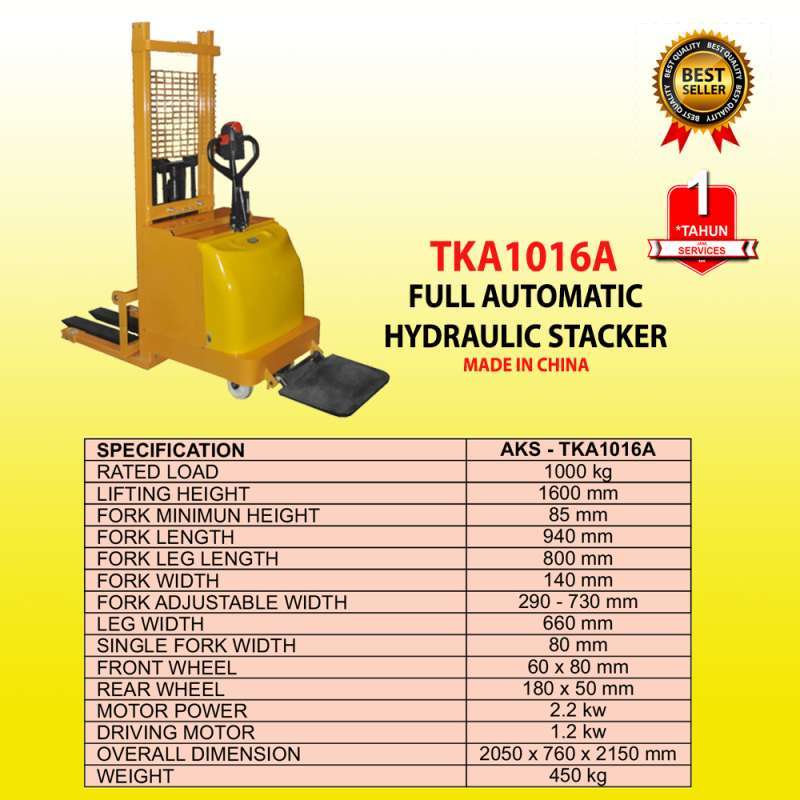 Jual Alat Angkat Barang Full Automatic Hydraulic Stacker 1 ton 1,6 m 2. ...