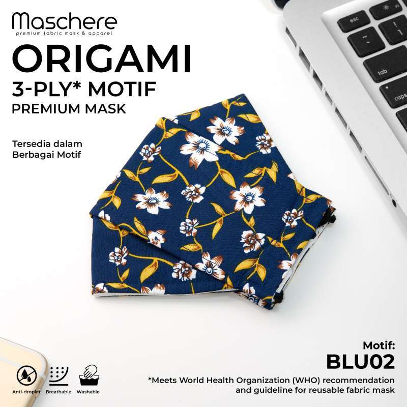 Jual Maschere Masker Kain Origami 3-Ply - Blu 02 di Seller Maschere ...