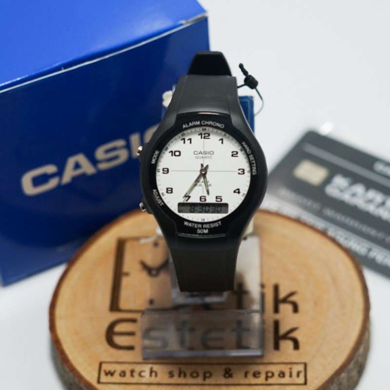 Promo Jam Casio Standard AW-90H-7BVDF Digital Analog Dial Black Resin ...