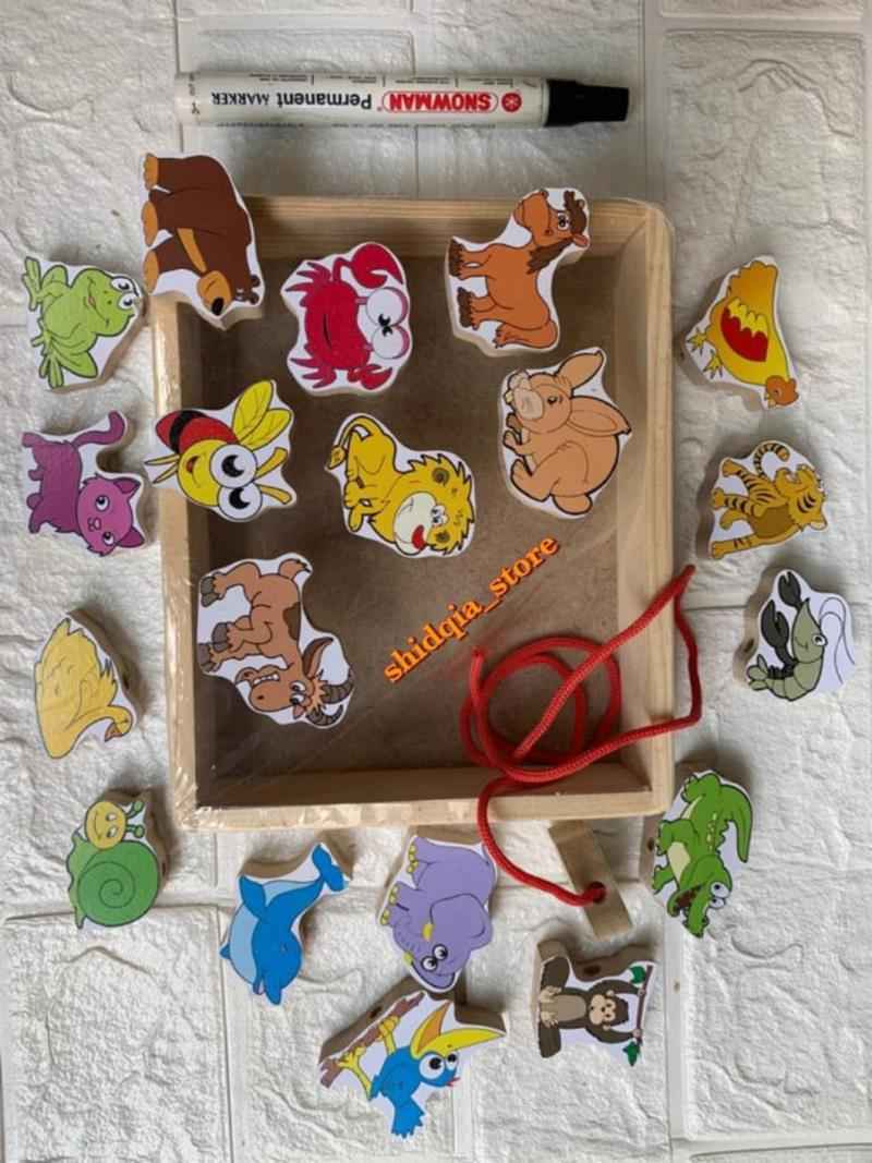 Promo Mainan Kayu Edukasi Anak Meronce Hewan Alat Peraga Edukatif PAUD ...