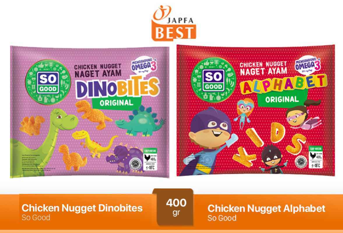 Jual Nugget Ayam Dinobites Alphabet So Good SoGood chicken nugget 400g ...