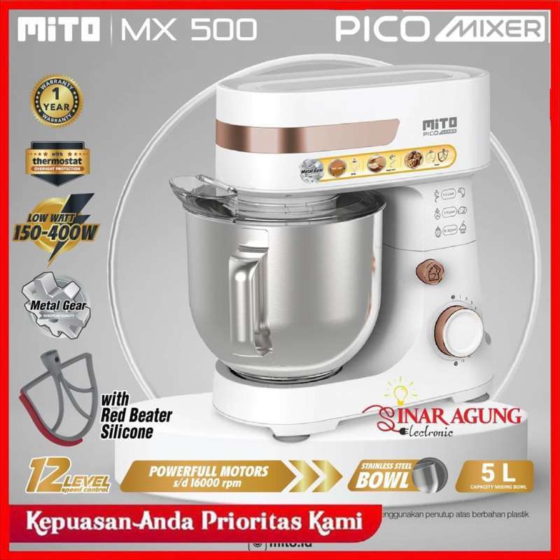 Promo MITO STAND MIXER MX500 5L PICO MIXER - PUTIH 100% ORI Diskon 18% di Seller SINAR AGUNG ...