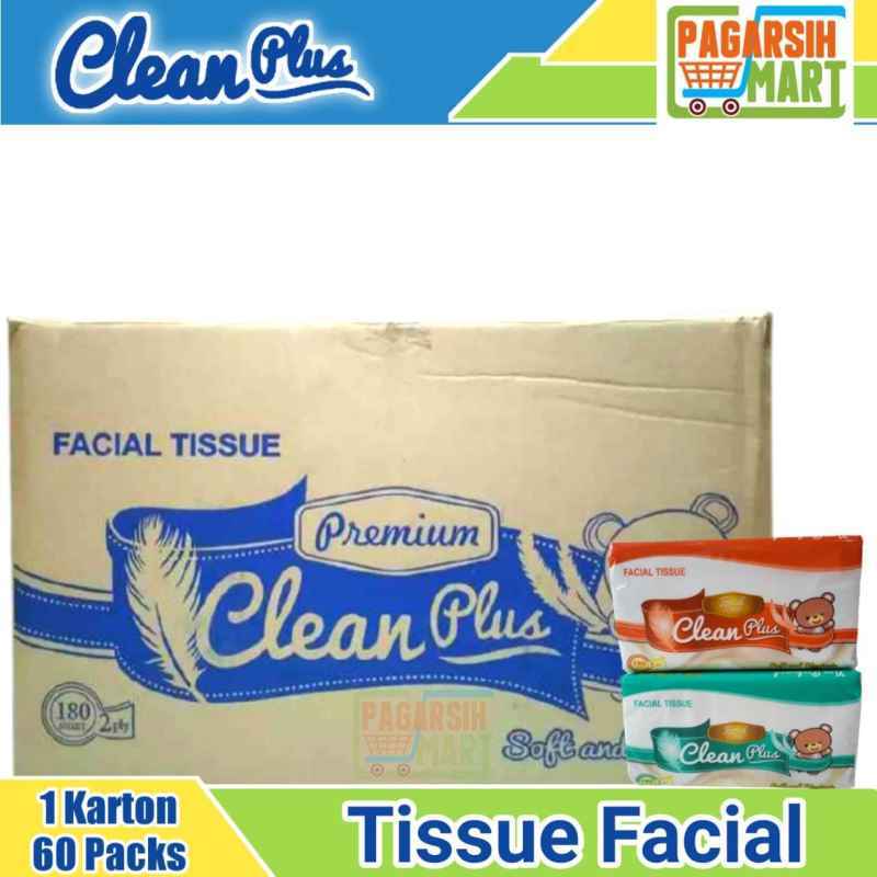 Jual Clean Plus Softpack Facial Tissue 180 Sheets 2 Ply [60 pcs/ Karton ...