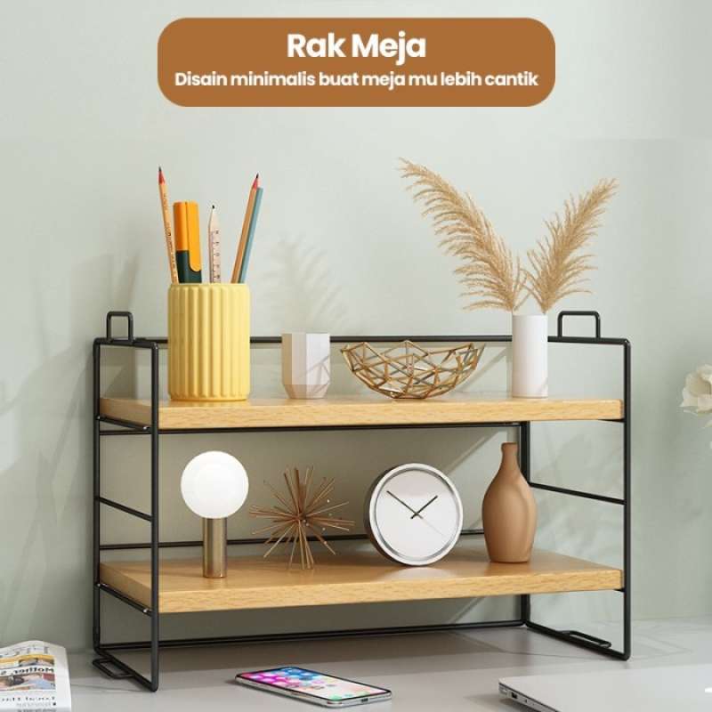 Promo Rak Buku Meja Multifungsi Dengan Besi Dan Kayu Serbaguna - Hitam ...