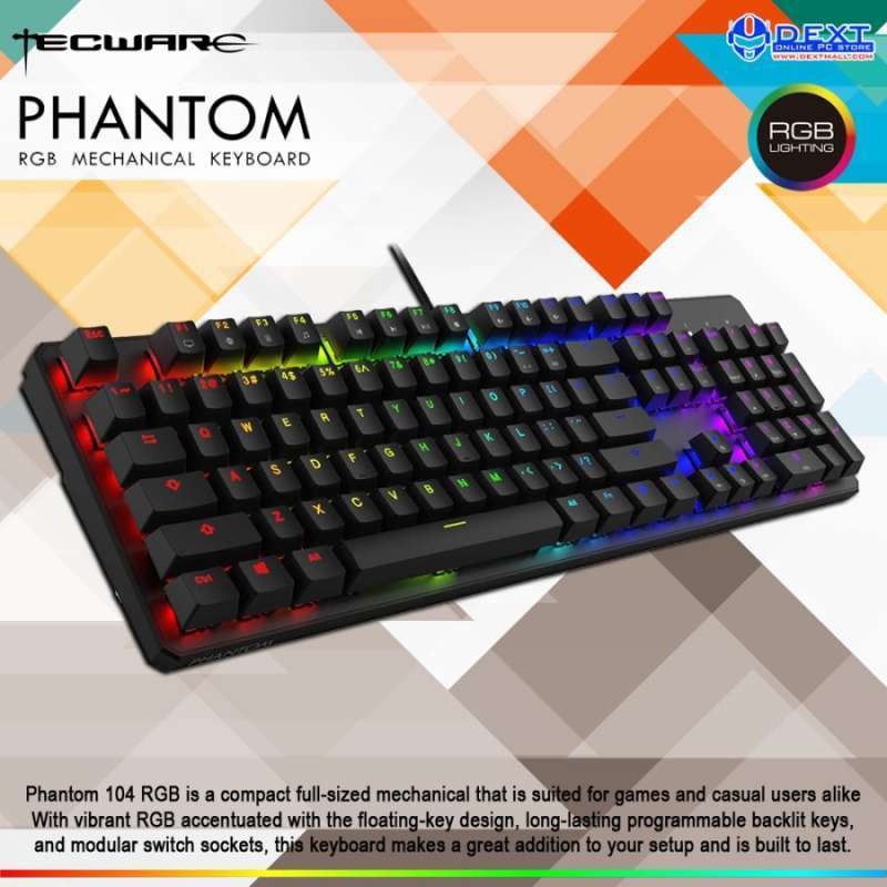 Promo TECWAR Phantom 104 Key RGB LED Outemu Red Switch Mechanical ...