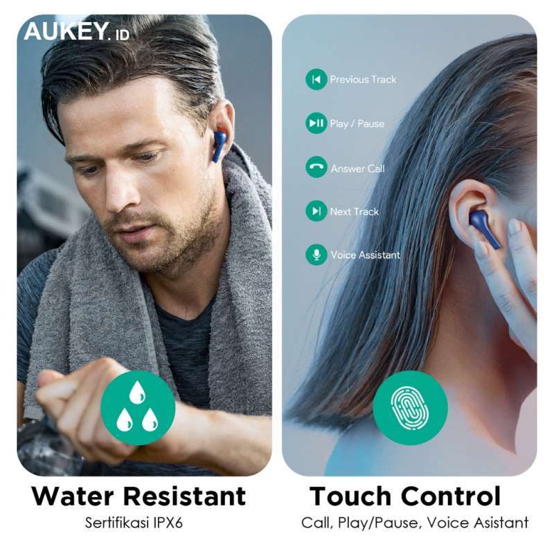 Promo Aukey Ep T21s Wireless Earphone Bluetooth Original Garansi Resmi Aukey - Biru Diskon 22% ...