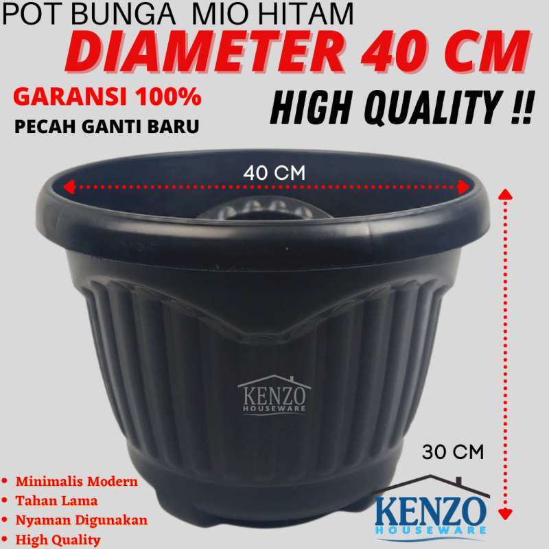 Jual Pot Mio Tanaman Bunga Bulat Plastik Besar Hitam 40 cm di Seller ...