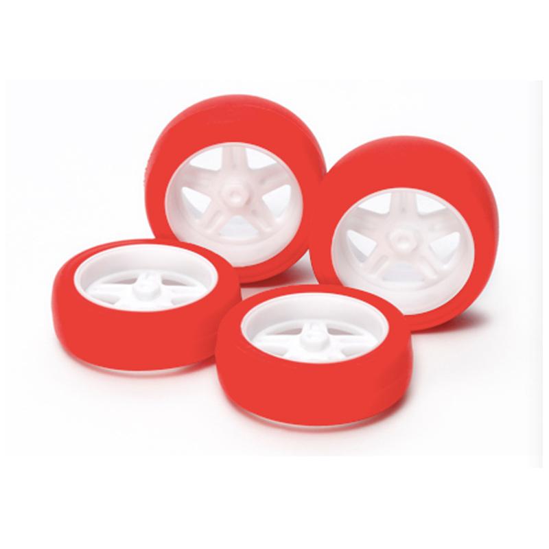 Jual Tamiya Large Dia. 5 Spoke Wheels & Hard Red Slick Tires di Seller ...