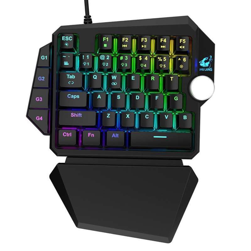 Jual One Hand Mechanical Keyboard Rainbow RGB Backlit Pro 39 Keys for ...