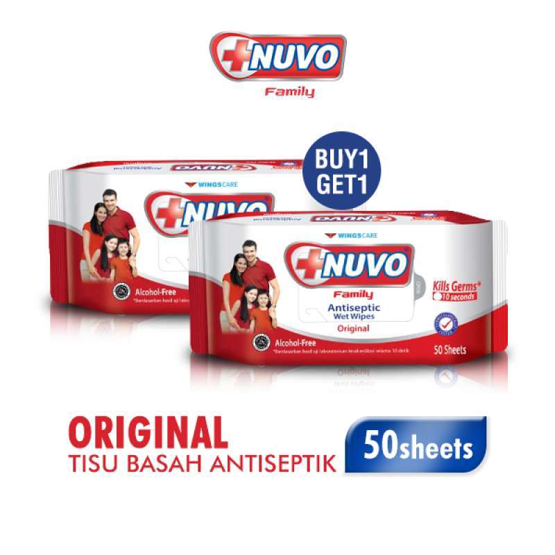 Promo [BUY 1 GET 1] - Nuvo Tisu Basah Antiseptik Original 50 Sheets [2 ...