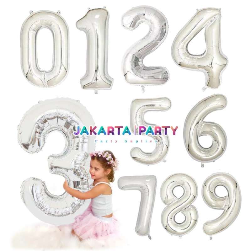 Jual Balon Angka Silver JUMBO 80 cm / Balon foil angka / Balon angka ...