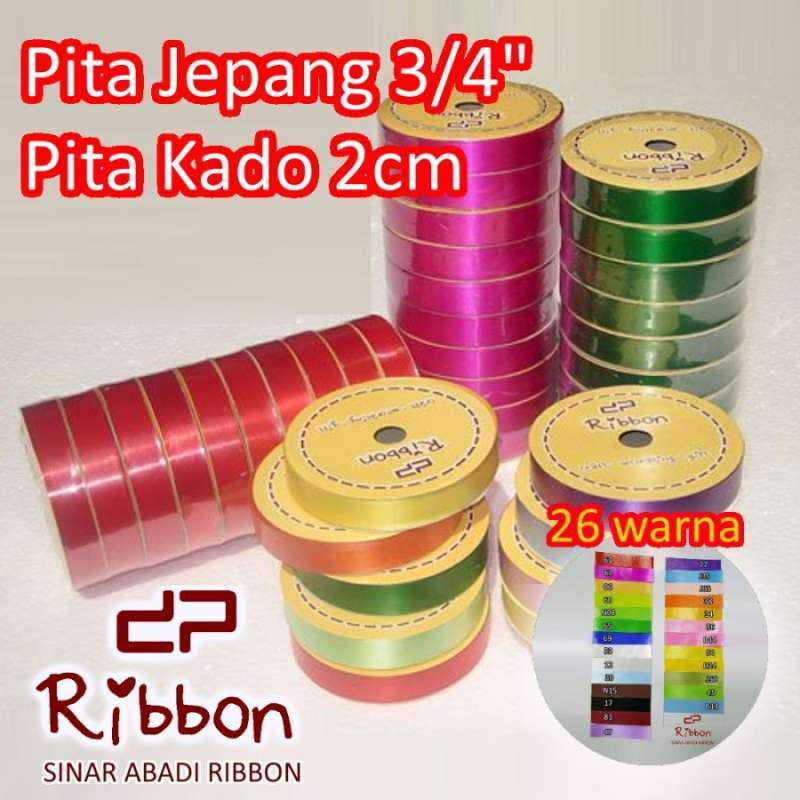 Jual Pita Kado Biasa 2cm Jepang Plastik Kertas Ribbon Polos Kertas ...