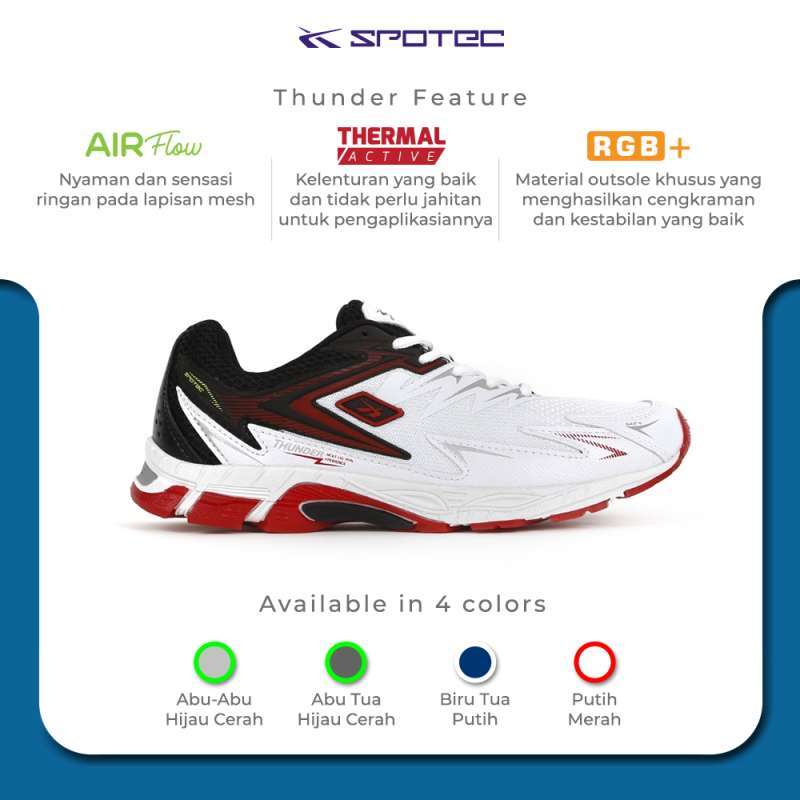 Promo Spotec Sepatu Running Thunder Putih - Merah Diskon 14% di Seller ...