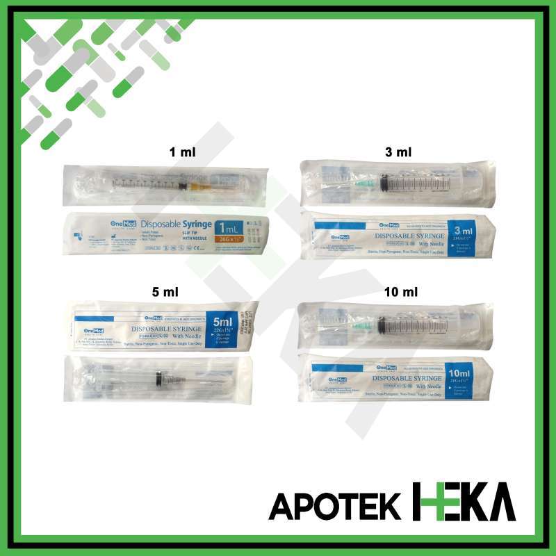 Jual Disposable Syringe 1 3 5 10 ml cc Spuit Sekali Pakai Onemed Suntikan - 1 Ml di Seller ...