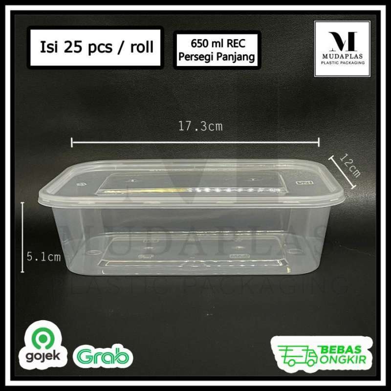 Jual Thinwall Rectangle 650 Ml Kotak Makan Tebal Dm Isi 25 Pcs 650rec