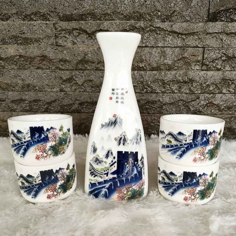 Jual botol sake/tea set/sake set/cangkir set/gelas sake/gelas keramik ...