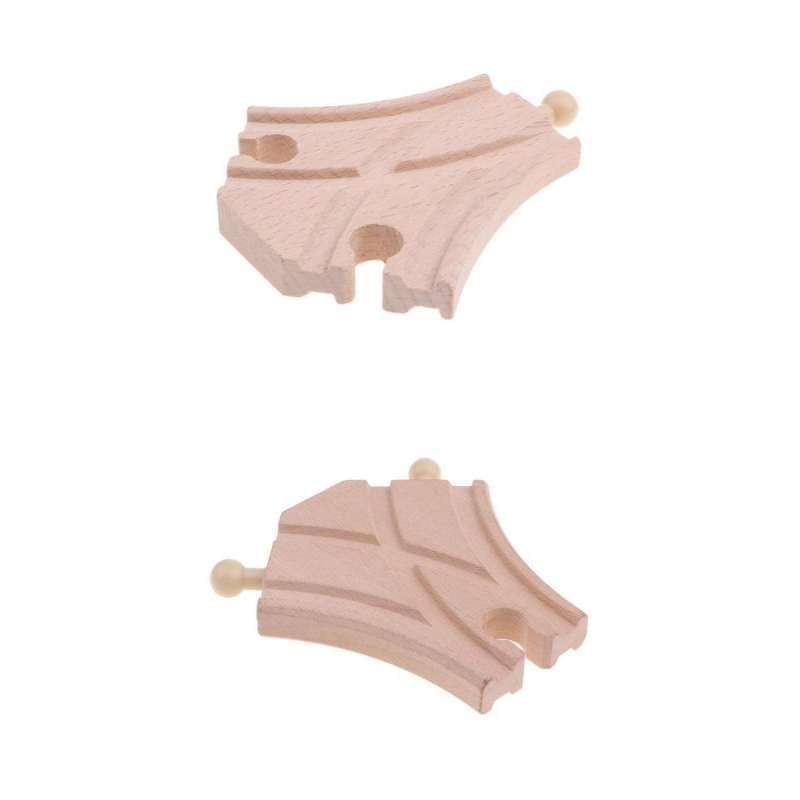 Promo 2 Set Wooden Trains Railway Accessories 3 Way FFM Curved Switch ...