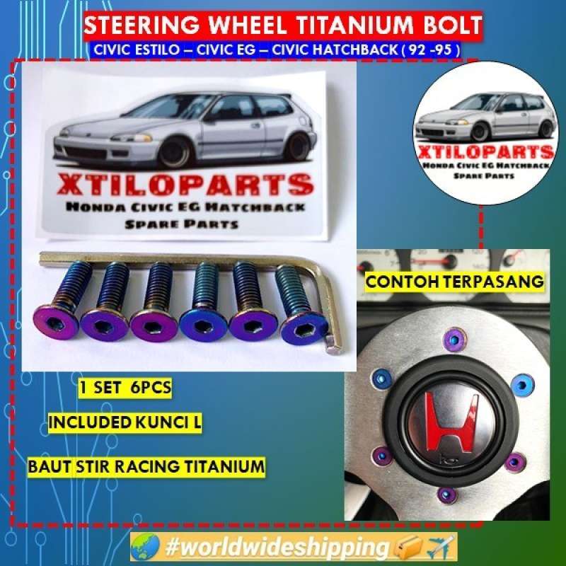 Jual JUAL Baut Stir Racing Titanium Steering Wheel Bolt Honda Civic ...