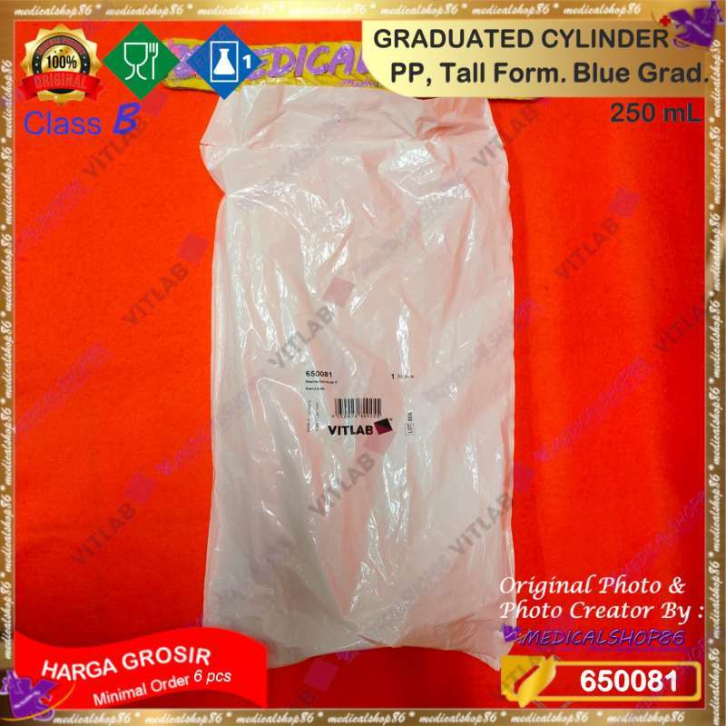 Jual Measuring Cylinder, Pp, 250ml, Class B, Molded Blue Scale. Vitlab (gelas Ukur Plastik) Di ...