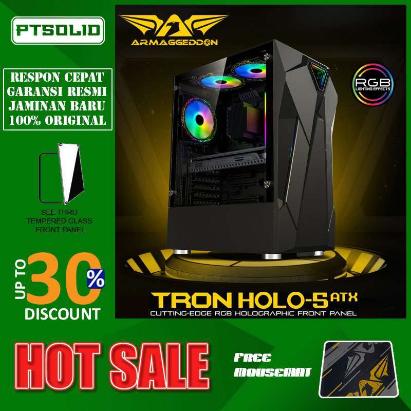 Promo Armaggeddon Casing Gaming Tron HOLO 5 - ATX Gaming Case Tempered ...