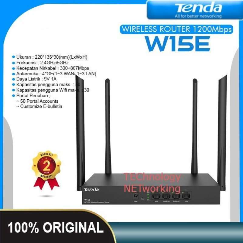 Jual Tenda W15e V2 Ac1200 Load Balance Vpn Wireless Hotspot Router Black Di Seller Technet.id ...
