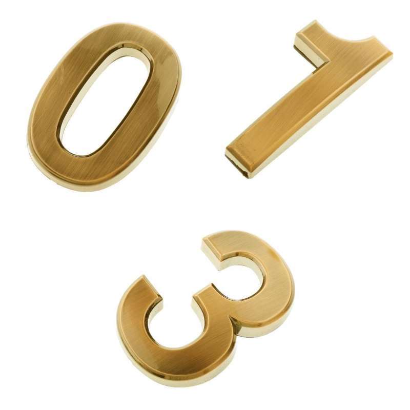 Promo 3x Golden Plastic Self Adhesive Door Number Sign Plaque Numeric ...