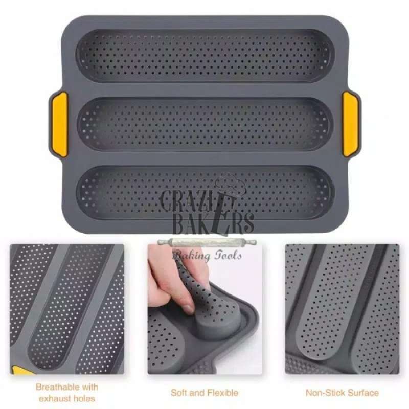 Jual Loyang Roti Silicone Perforated Bread Baguette Baking Tray di ...