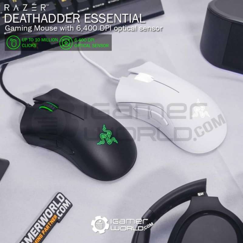 Promo Razer Deathadder Essential Gaming Mouse - Putih Diskon 10% di ...