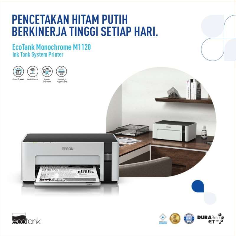 Jual Printer Epson M1120 M-1120 Pigment Monochrome Inkjet Wifi Direct ...