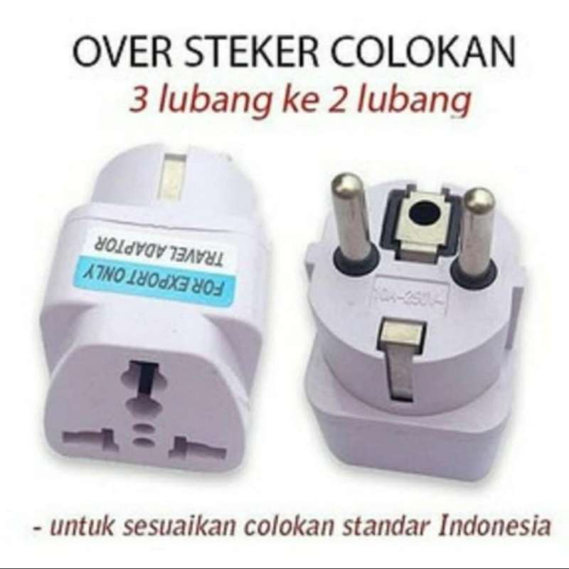 Jual Over Stecker colokan Listrik kaki 3 ke kaki 2 universal Travel ...