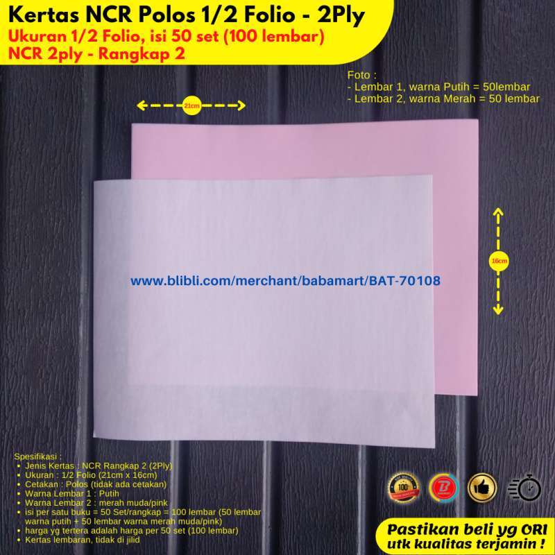 Jual Kertas Ncr Folio Polos 🏷️ Original Terbaru, Terlengkap, & Harga ...
