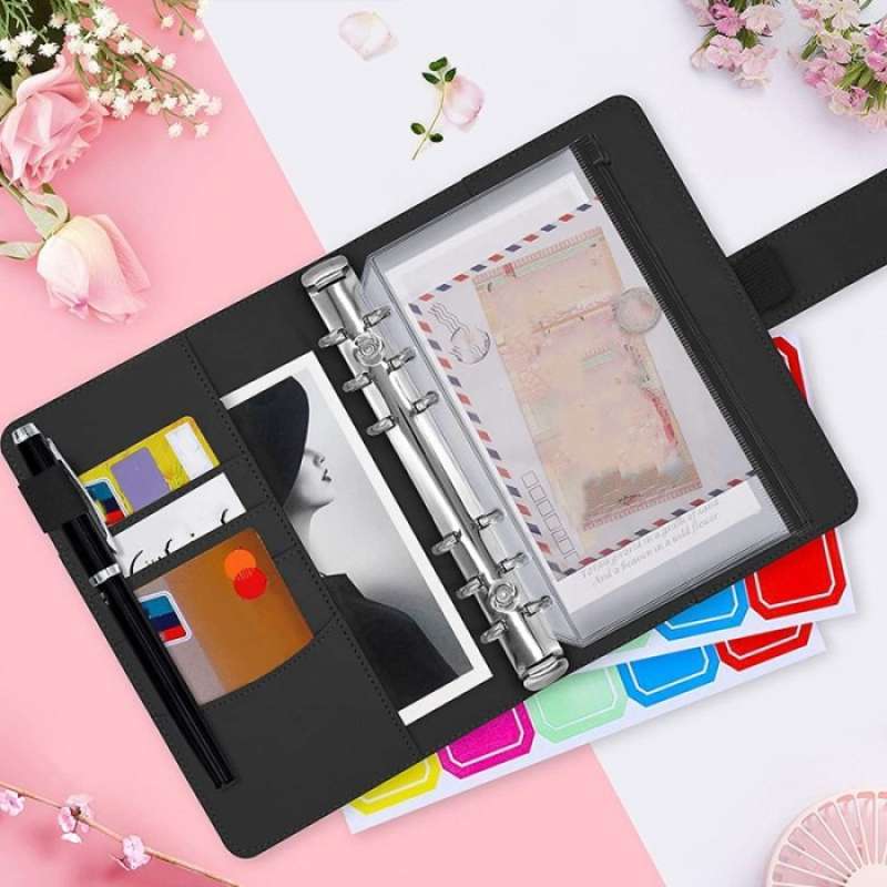 Jual Binder Kulit Sentetic Binder Budgeting Binder A6 6 lubang 6 ring ...