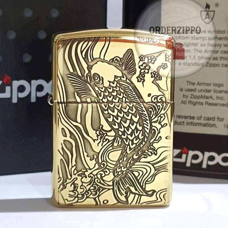 Jual Zippo Original Armor Koi Fish Waterfall 2 Sisi Japan Di Seller ...