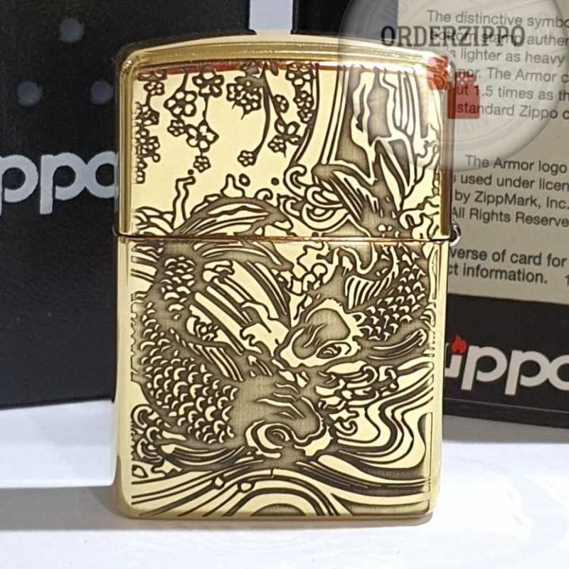 Jual Zippo Original Armor Koi Fish Waterfall 2 Sisi Japan Di Seller ...