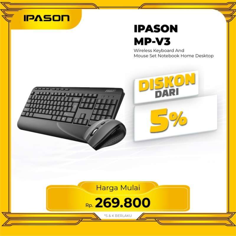 Promo Ipason Mp-V3 Wireless Keyboard And Mouse Set Notebook Home ...