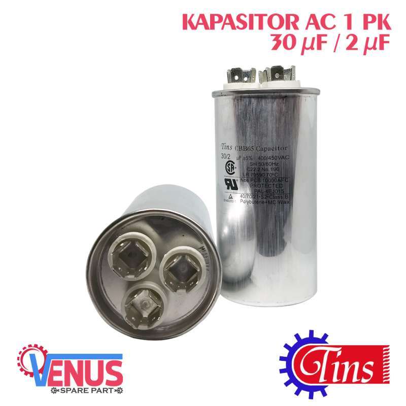 Promo Kapasitor AC LG 1 PK 3 Kaki 30+2 uF Capasitor AC Double Tins Body ...