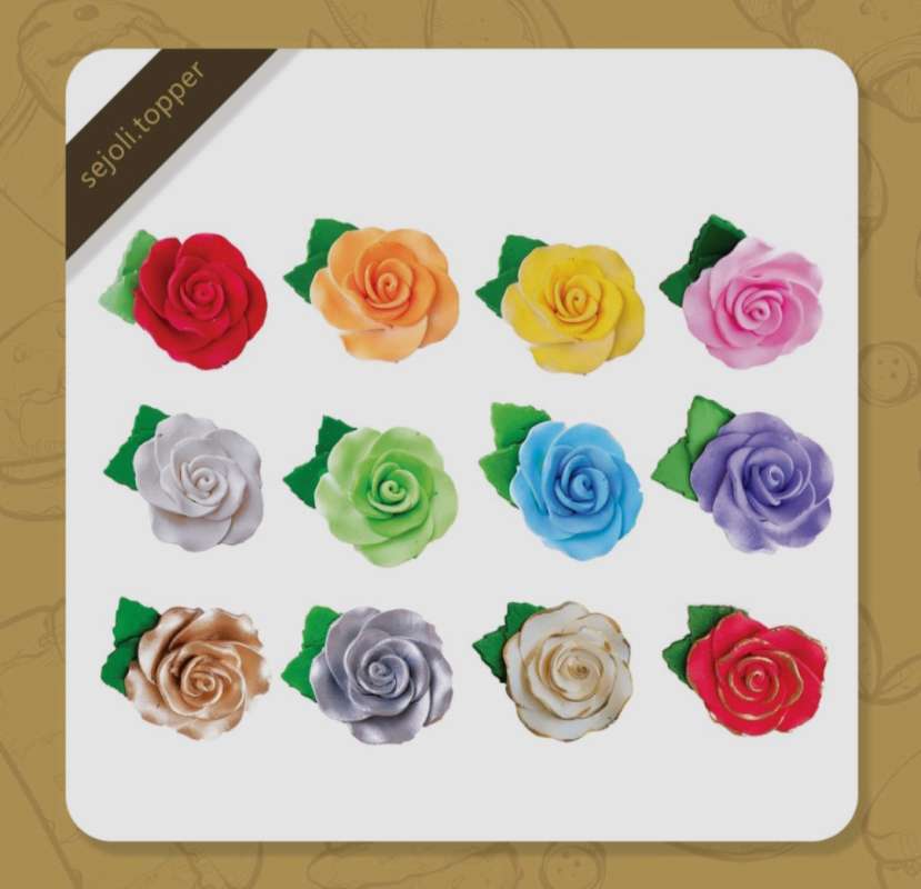 Jual Hiasan Kue/ Cake Topper/ Bunga Mawar / Mawar / Gumpaste/ Isi 12/ Gpu 15 Di Seller Sejoli ...