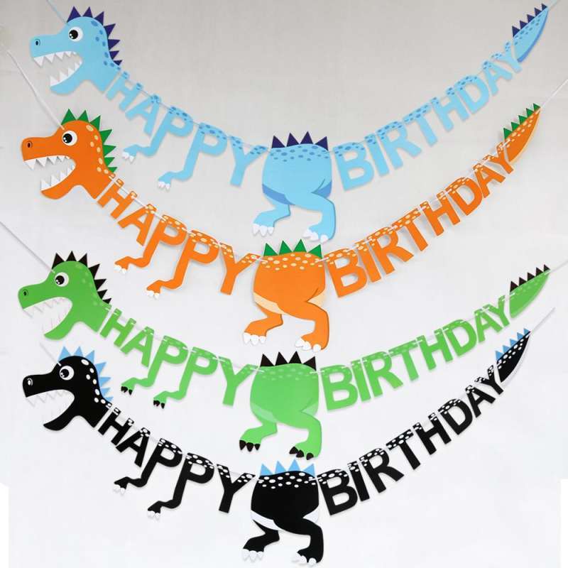 Jual Bunting Flag Dinosaurus Besar / Banner Happy Birthday Dino Jumbo T ...