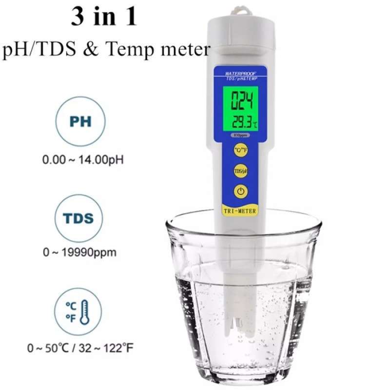 Promo Ph Tds Temp Meter Pengukur Kualitas Air Hidroponik Kolam Akuarium ...