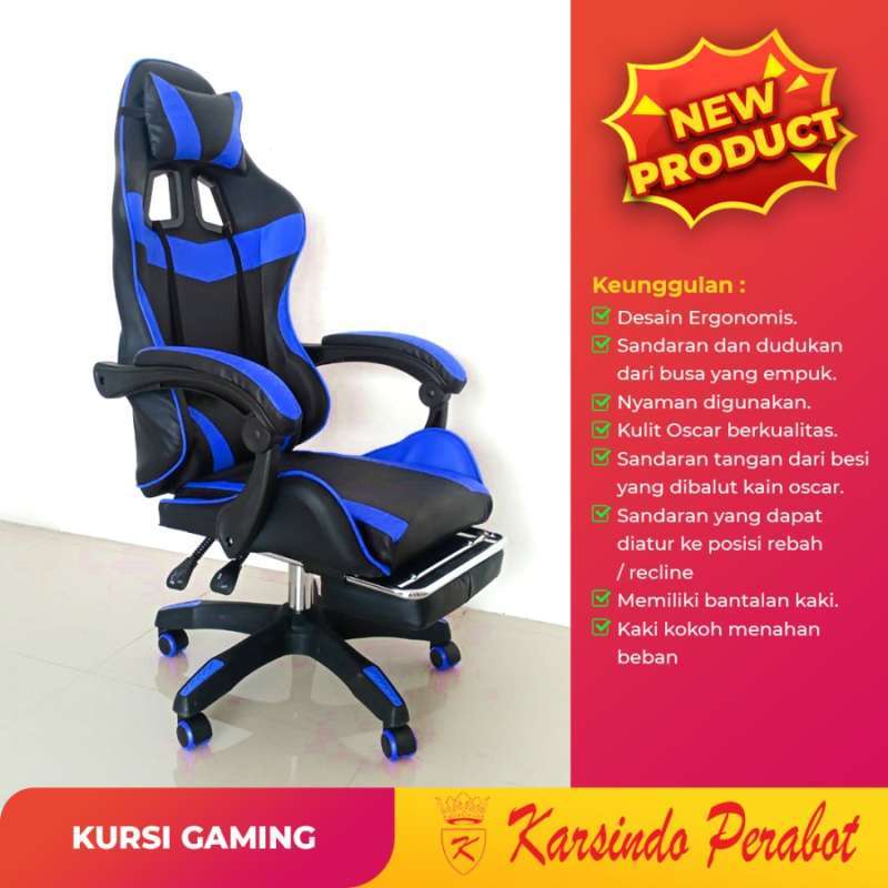Jual Gaming chair / Kursi gaming red & blue & black - Biru di Seller ...