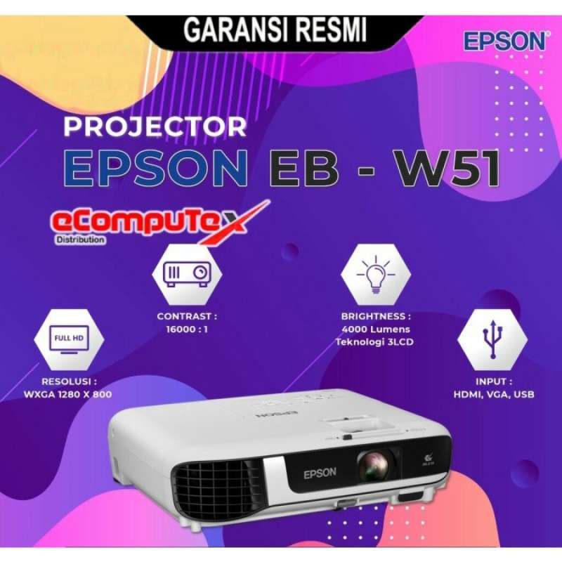 Jual Projector Epson Eb-w51 / Proyektor Ebw51 3lcd Wxga Hdmi Garansi Resmi Di Seller Ecomputex ...
