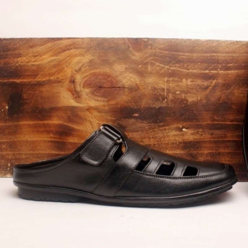 Jual Sepatu Sandal Tutong Bustong Kulit Asli Hitam Pols Full Black ...