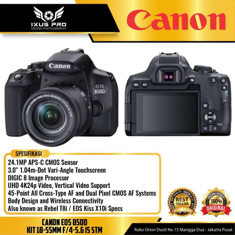 Jual Canon EOS 850D Kit 18-55mm F4-5.6 IS STM di Seller Ixuspro Official Store - Mangga Dua ...