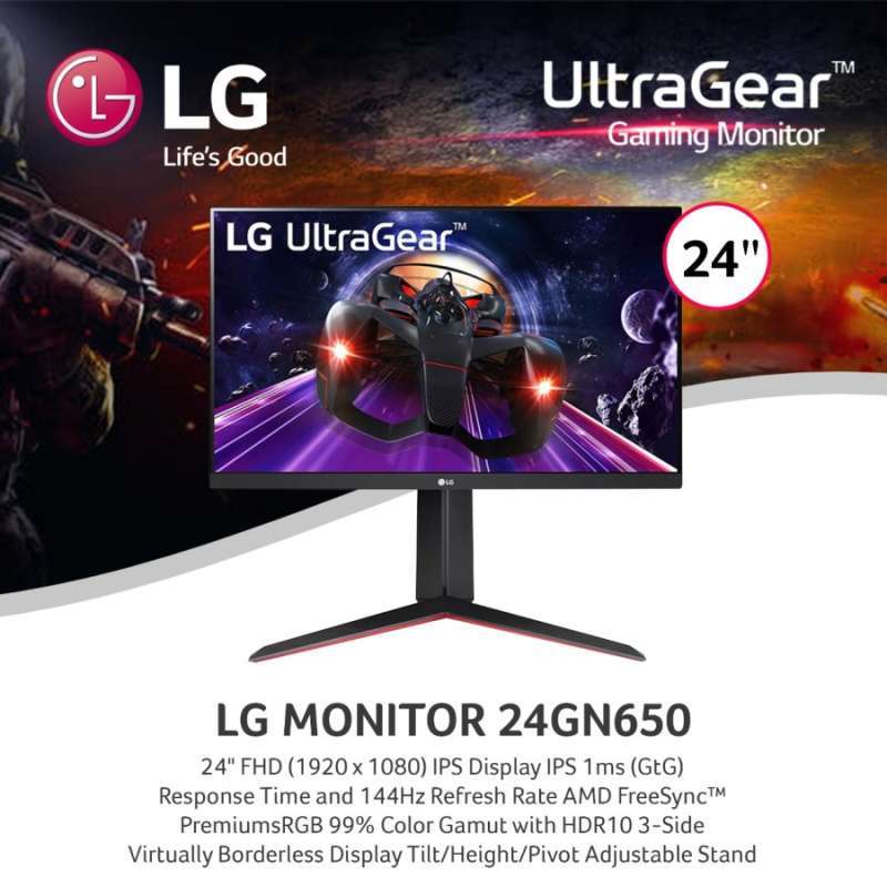 Jual LG 24GN650 24'' UltraGear FHD IPS 1ms 144Hz HDR Monitor with ...