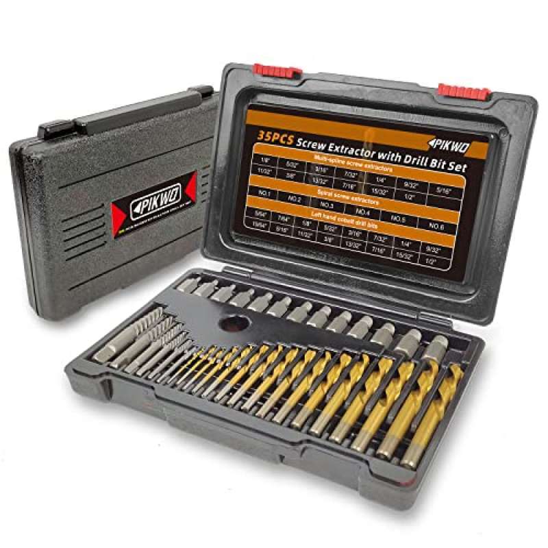 Promo PIKWO 35-Piece Screw Extractor and Drill Bit Set, bolt extractors ...