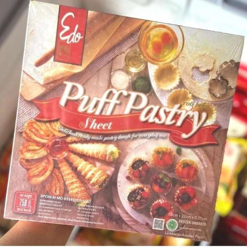 Jual Edo Puff Pastry Sheet 750g frozen kemasan asli terdaftar BPOM ...